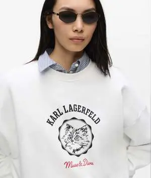 Karl Lagerfeld Ikon Choupette Muse Sweatshirt - White