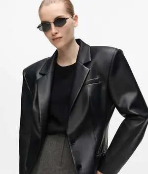 Karl Lagerfeld Oversized Faux-leather Blazer