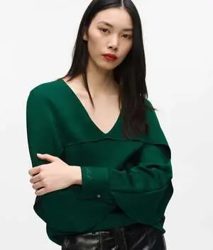 Karl Lagerfeld V-neck Flounce Blouse - Garden