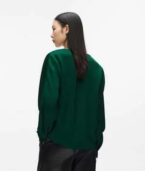 Karl Lagerfeld V-neck Flounce Blouse - Garden