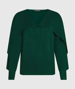 Karl Lagerfeld V-neck Flounce Blouse - Garden