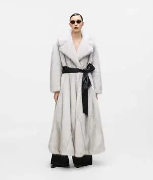 Karl Lagerfeld Kl Studio Long Faux Fur Coat