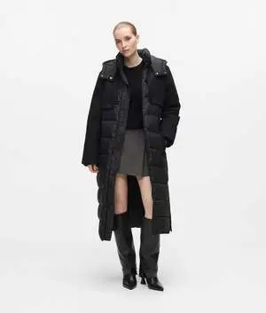 Karl Lagerfeld Karl Lagerfeld Belted Long Puffer Jacket Black