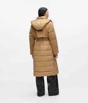 Karl Lagerfeld Belted Long Puffer Jacket - Nougat