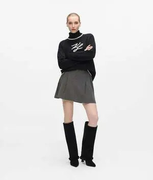 Karl Lagerfeld Turtleneck Sweater With Signature Embroidery - Black/white