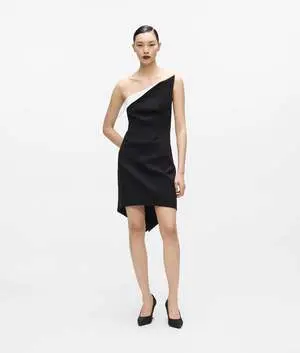 Karl Lagerfeld Asymmetric Strapless Stretch Wool Dress