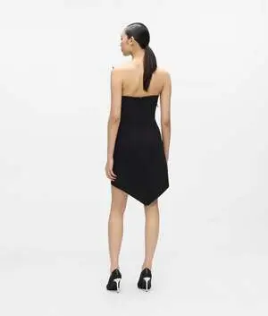 Karl Lagerfeld Asymmetric Strapless Stretch Wool Dress