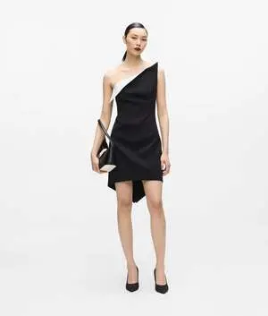 Karl Lagerfeld Asymmetric Strapless Stretch Wool Dress