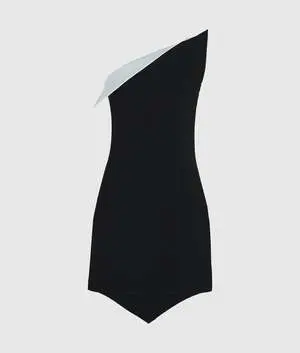 Karl Lagerfeld Asymmetric Strapless Stretch Wool Dress