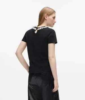 Karl Lagerfeld Beaded Collar T-shirt