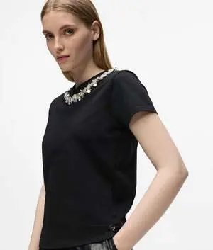 Karl Lagerfeld Beaded Collar T-shirt