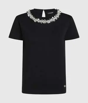 Karl Lagerfeld Beaded Collar T-shirt