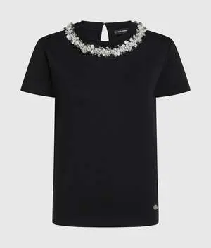Karl Lagerfeld Beaded Collar T-shirt