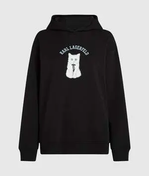 Karl Lagerfeld Ikon Choupette Sketch Hoodie - Black