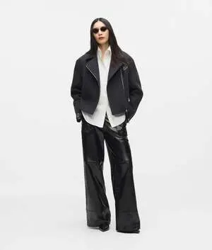 Karl Lagerfeld Wool-blend Biker Jacket - Dark Grey M
