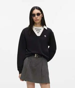 Karl Lagerfeld Ikon V-neck Sweatshirt - Black