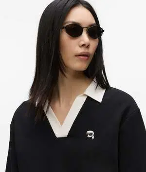 Karl Lagerfeld Ikon V-neck Sweatshirt - Black