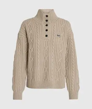 Karl Lagerfeld Ikon Cable Knit Polo Sweater