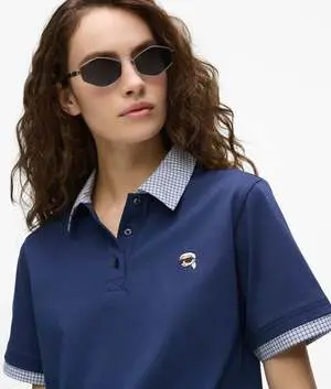 Karl Lagerfeld Ikon Check Collar Polo Shirt