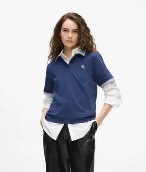 Karl Lagerfeld Ikon Check Collar Polo Shirt - Medieval Blue
