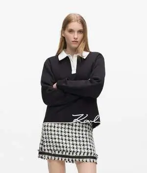 Karl Lagerfeld Signature Polo Sweatshirt Black