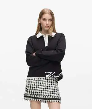 Karl Lagerfeld Signature Polo Sweatshirt - Black
