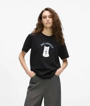 Karl Lagerfeld Ikon Choupette Sketch T-shirt - Black