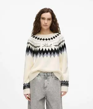 Karl Lagerfeld Alpine Knitted Sweater - White/black