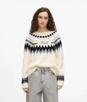 Karl Lagerfeld Alpine Knitted Sweater - White/black