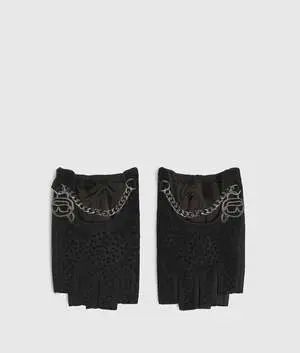 Karl Lagerfeld Ikon Rhinestone Fingerless Gloves - Silver Embellishment
