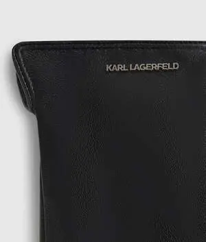 Karl Lagerfeld Logo Leather Gloves