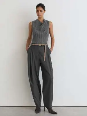 REISS Maggie Wool-blend Ribbed Cowl-neck Vest With Cashmere