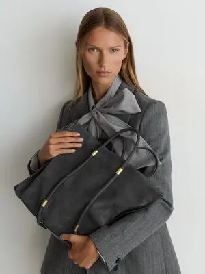 REISS Ramona Suede Oversized Tote Bag