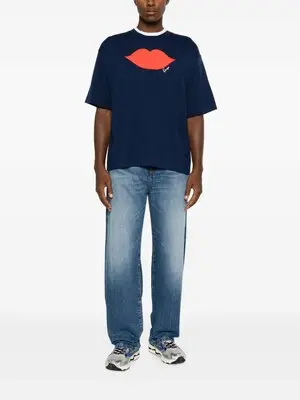 Kenzo Short-sleeved Sweater With Lip Intarsio