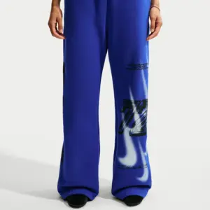 Nike Studio Fleece Medium Weight High-rise Straight-leg Graphic Pants - Blue
