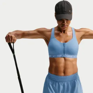 Nike Indy High Support Padded Front-zip Sports Bra - Blue