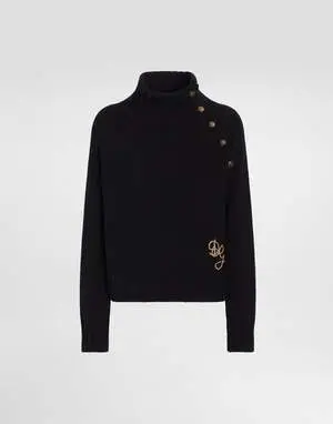Dolce & Gabbana Smooth Knit Turtleneck With Logo Embroidery