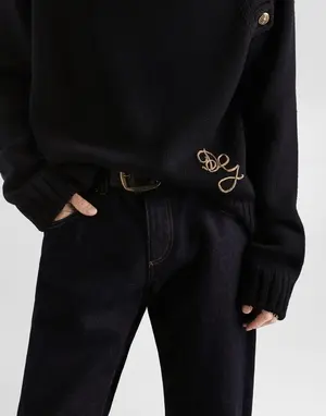 Dolce & Gabbana Smooth Knit Turtleneck With Logo Embroidery