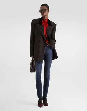 Dolce & Gabbana Double-breasted Jacket In Pinstripe Wool