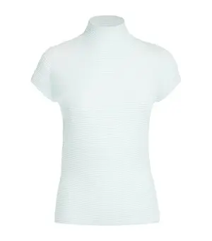 Issey Miyake Wooly Pleats Mock-neck Top - Blue