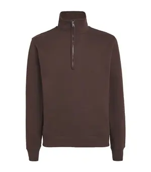 Sandro Cotton Half-zip Sweater - Brown