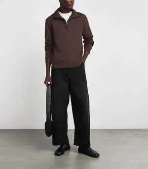 Sandro Cotton Half-zip Sweater - Brown