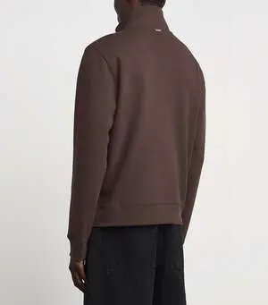 Sandro Cotton Half-zip Sweater - Brown
