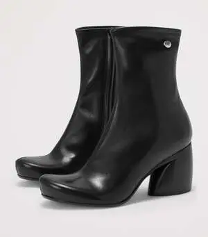 Loewe Leather Oval Heeled Ankle Boots 70