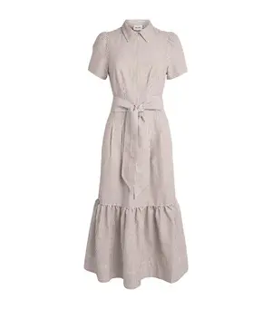 ME+EM Seersucker Midi Shirt Dress - Brown