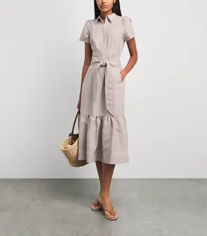 ME+EM Seersucker Midi Shirt Dress