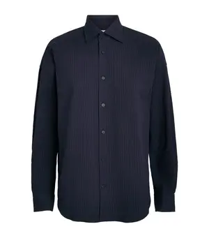 WITH NOTHING UNDERNEATH Seersucker The Weekend Shirt - Navy