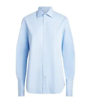 WITH NOTHING UNDERNEATH Exaggerated Cuff The Boyfriend Shirt - Blue