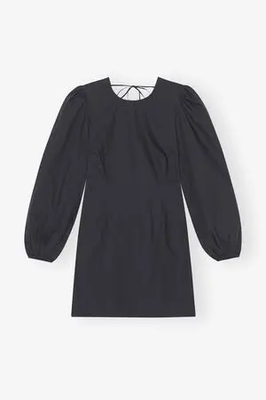 GANNI Cotton Poplin Open Back Mini Dress Black