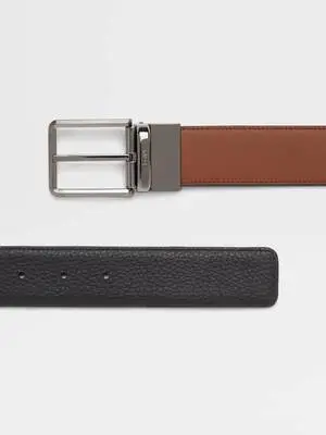 Zegna Logo Engraved Reversible Buckle Belt